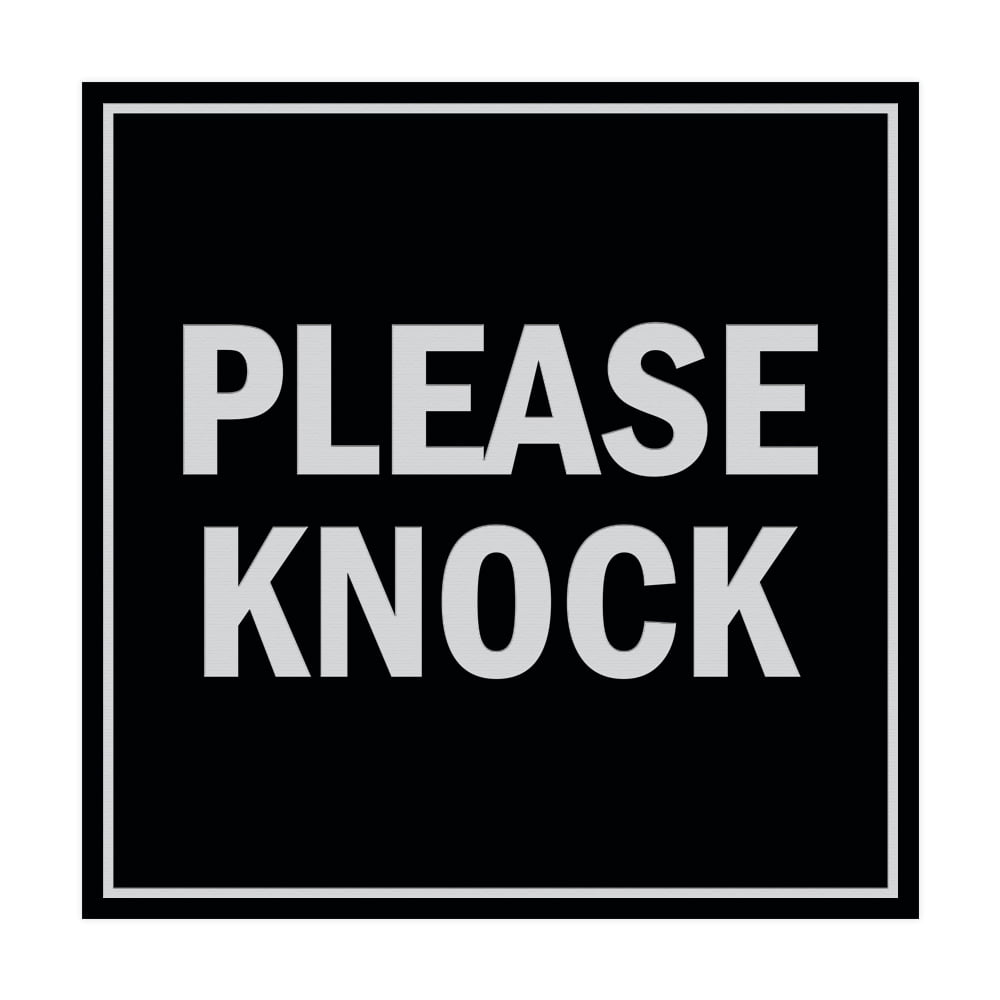 Square Please Knock Sign (Black / Silver) - Small - Walmart.com