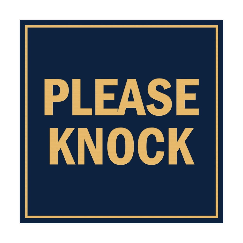 Square Please Knock Sign (Navy Blue/Gold) - Small - Walmart.com
