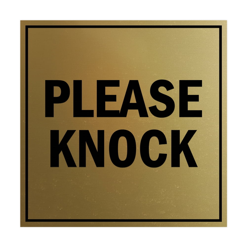 Square Please Knock Sign with Adhesive Tape (Brushed Gold) - Large ...
