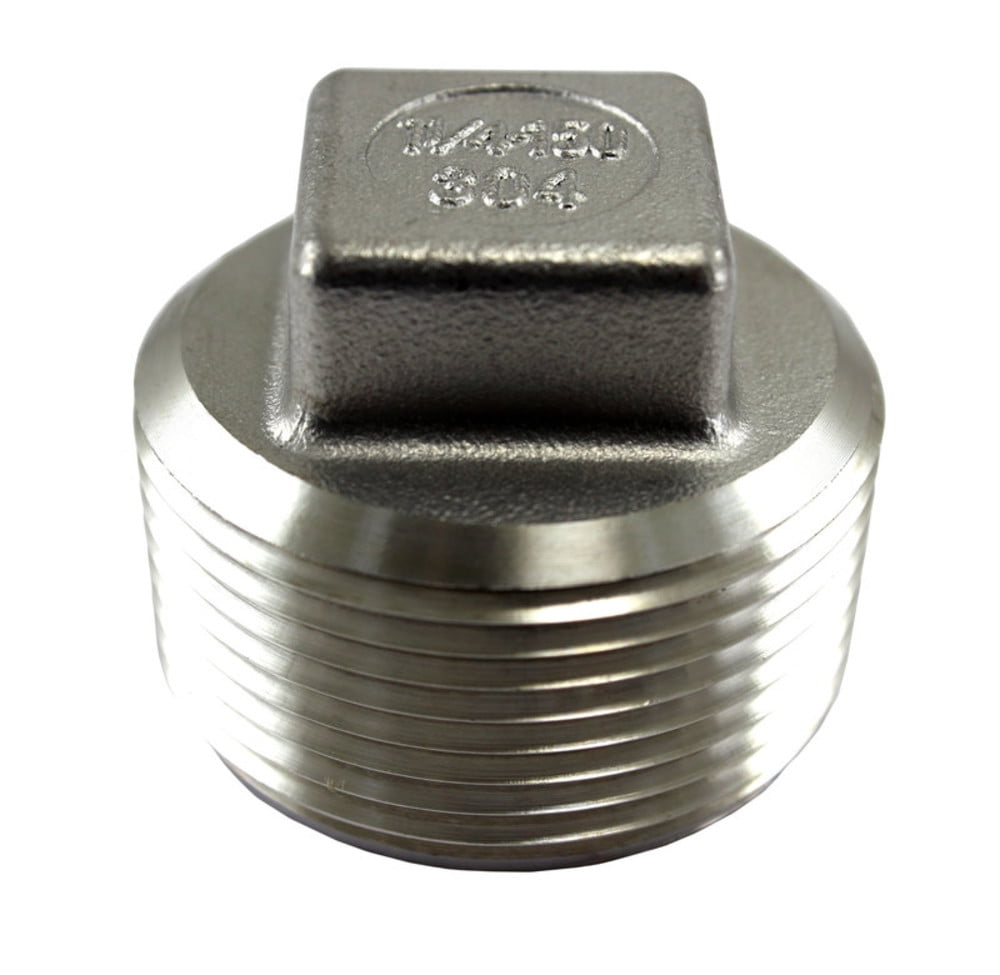Square Plug 1-1/4" Male NPT 304 Stainless Steel Pipe Fitting 1.25" - Walmart.com