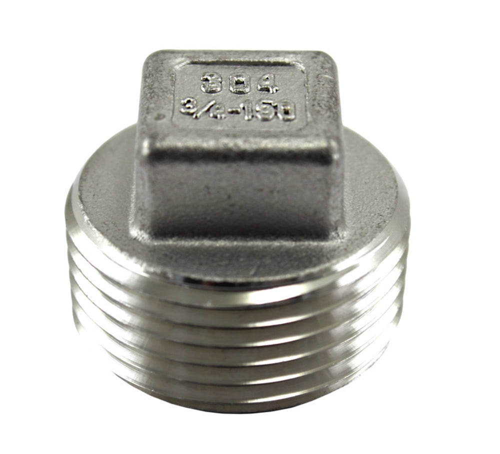 Square Plug 3/4" Male NPT 304 Stainless Steel Pipe Fitting .75", 2 Pack ...