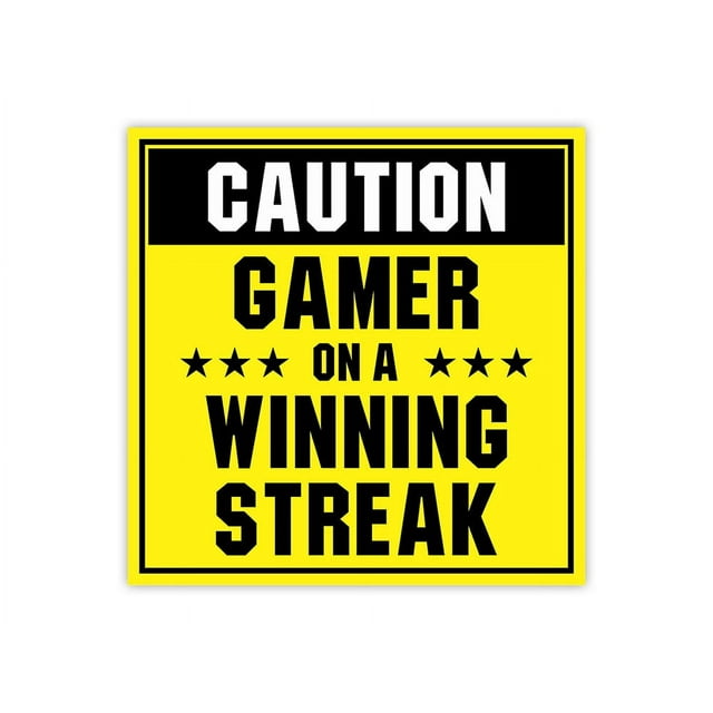Square Plus Caution: Gamer on a Winning Streak Wall or Door Sign | Easy ...