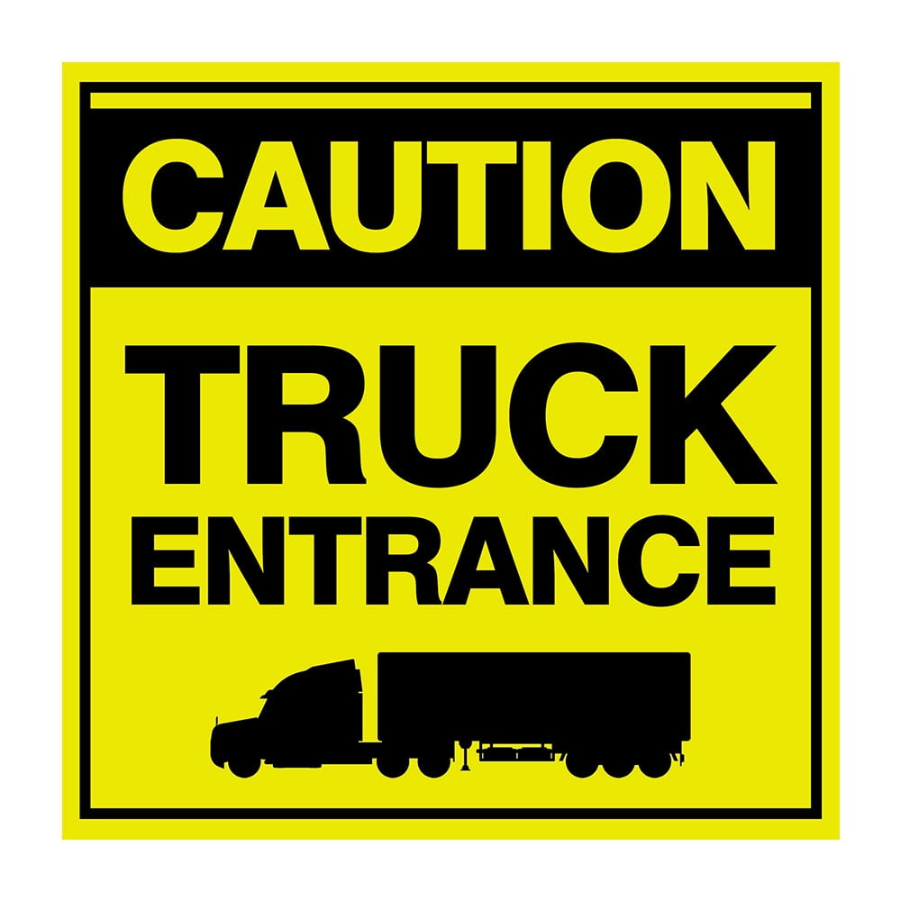 Square Plus Caution Truck Entrance Wall or Door Sign | Health & Safety ...