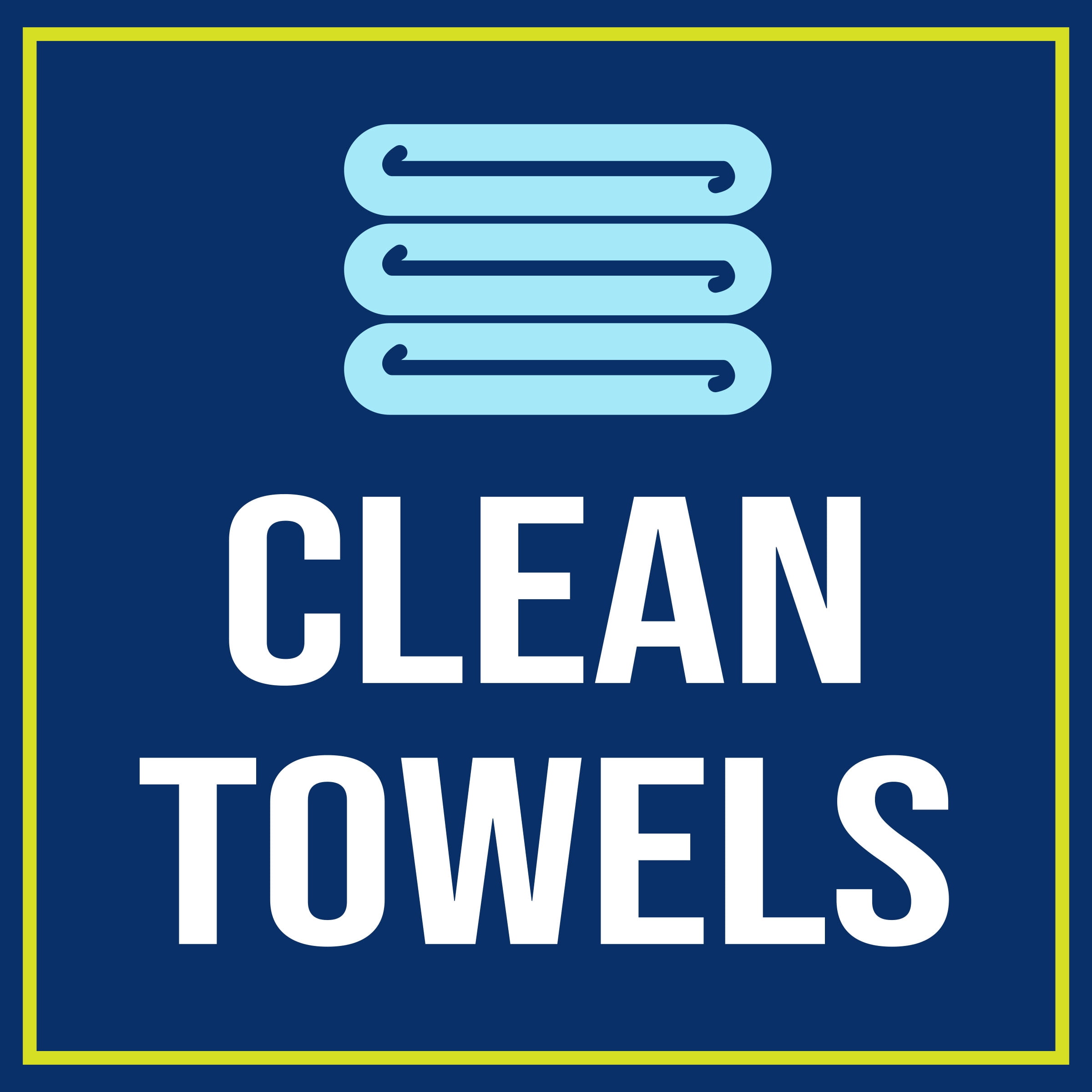 Square Plus Clean Towels Wall or Door Sign | Gym Spa and Bathroom ...