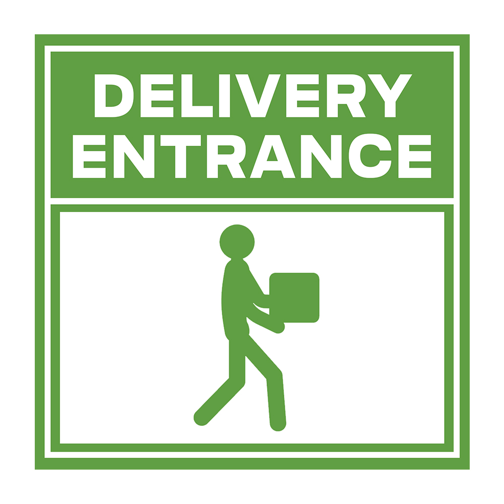 Square Plus Delivery Entrance Wall or Door Sign | Health & Safety ...