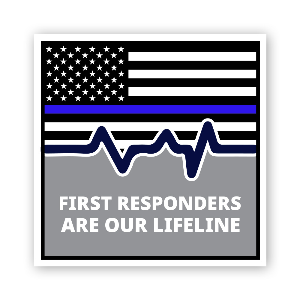 Square Plus First Responders Are Our Lifeline Wall or Door Sign | USA Flag | Police First ...