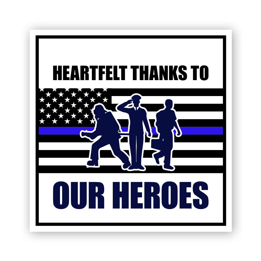 Square Plus Heartfelt Thanks to Our Heroes Wall or Door Sign | USA Flag | Police First ...