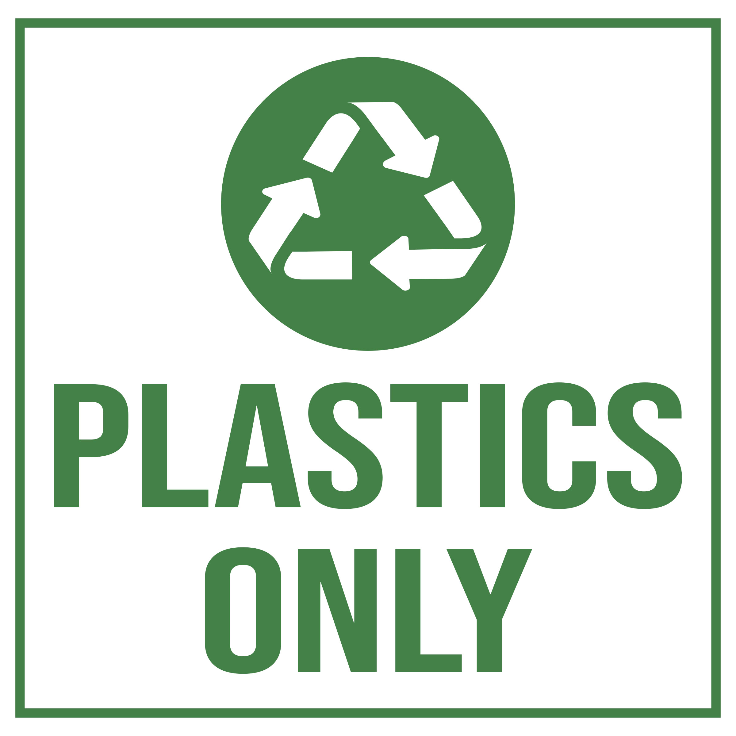 Square Plus Plastics Only Wall or Door Sign | Eco-Friendly Recycling ...