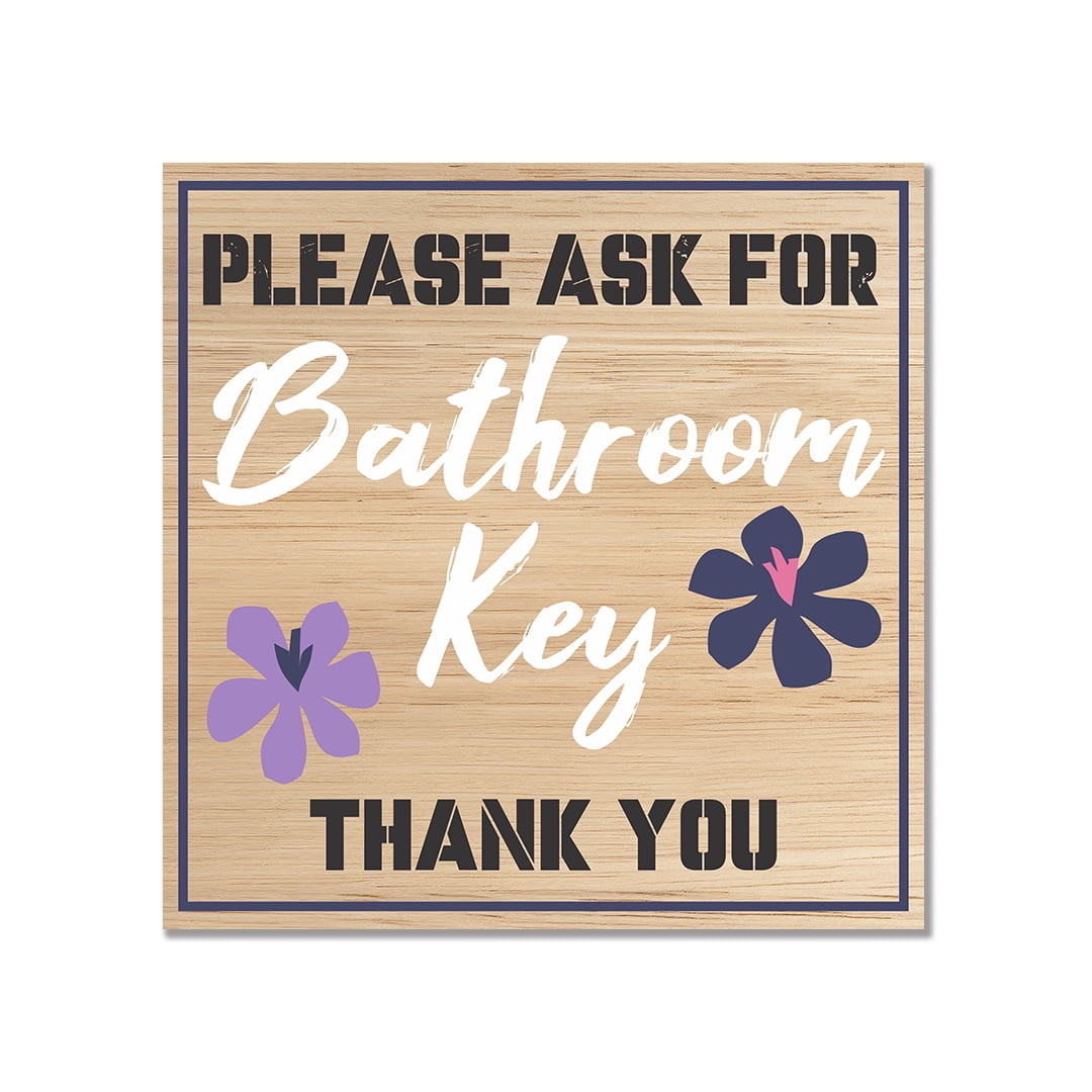 Square Plus Please Ask For Bathroom Key Thank You Wall or Door Sign ...