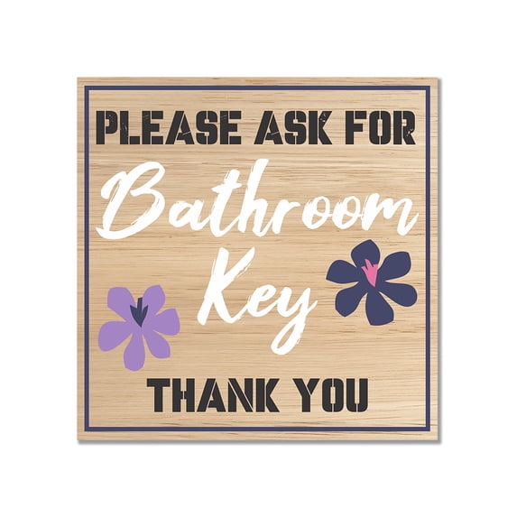 Square Plus Please Ask For Bathroom Key Thank You Wall or Door Sign ...
