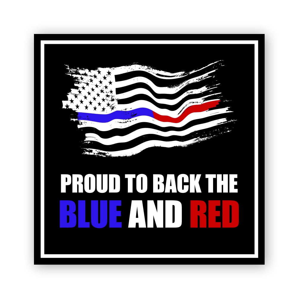 Square Plus Proud to Back the Blue and Red Wall or Door Sign | USA Flag | Police First ...