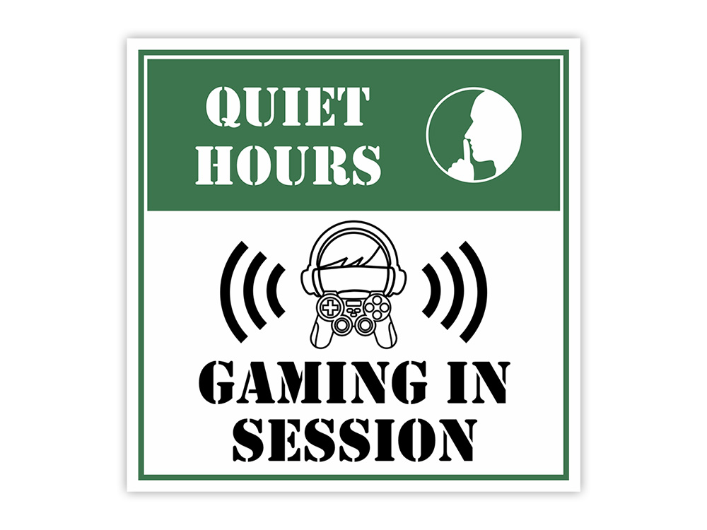 Square Plus Quiet Hours: Gaming in Session Wall or Door Sign | Easy ...