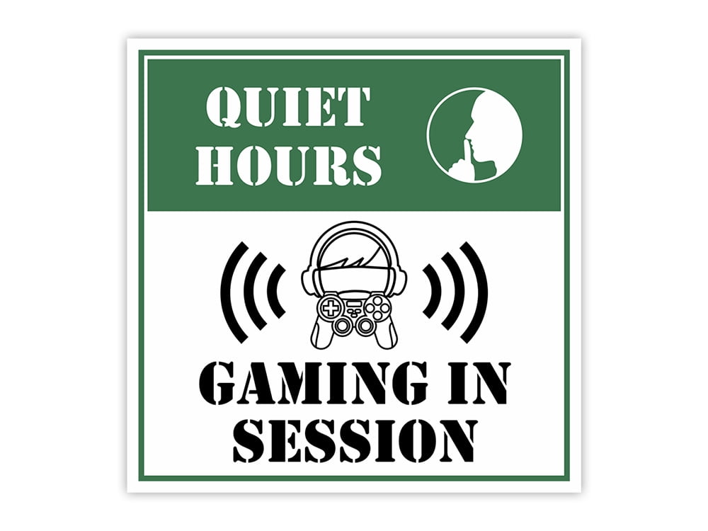 Square Plus Quiet Hours: Gaming in Session Wall or Door Sign | Easy ...