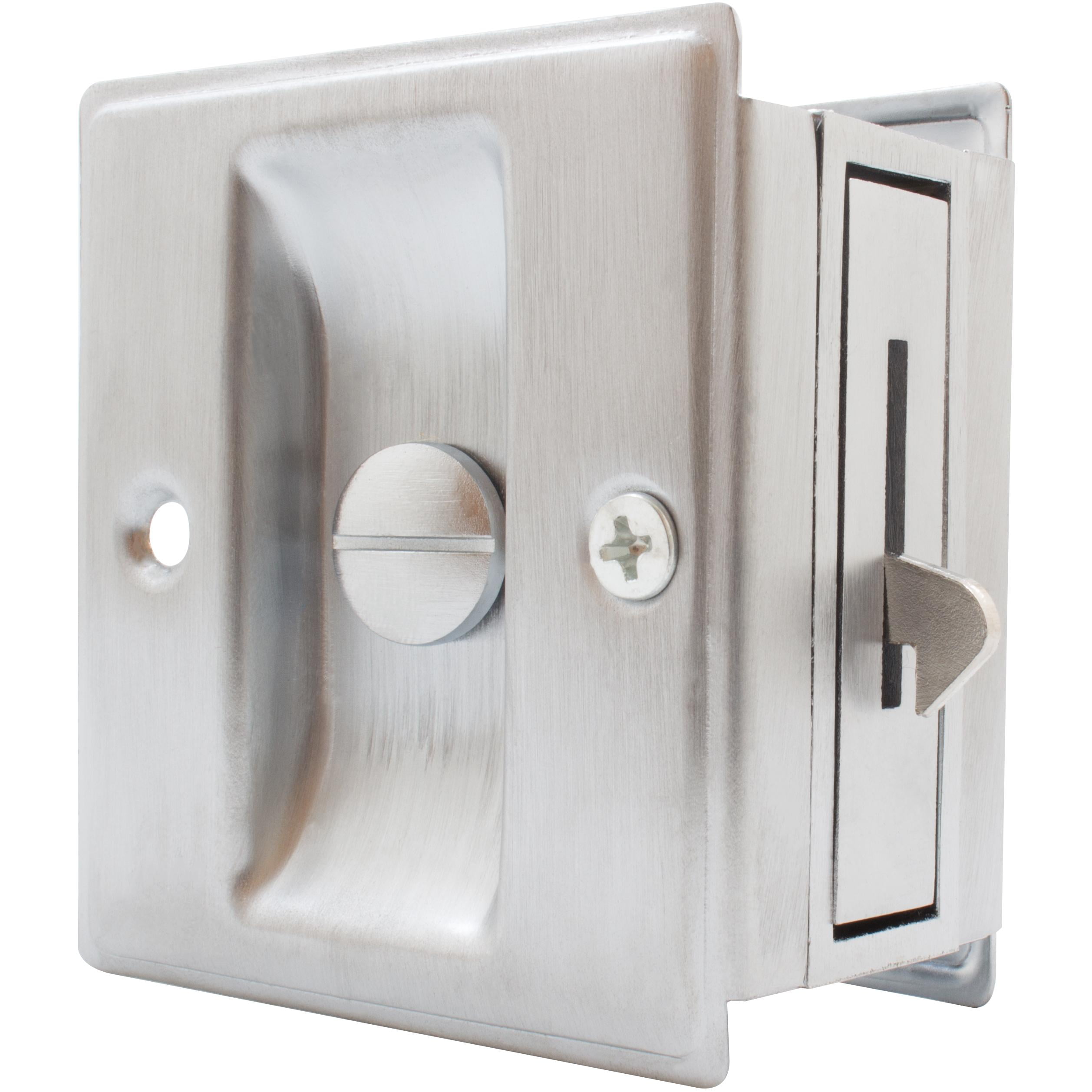 Square Pocket Door Lock, Privacy (Bed/Bath) Latch, Satin Chrome by ...