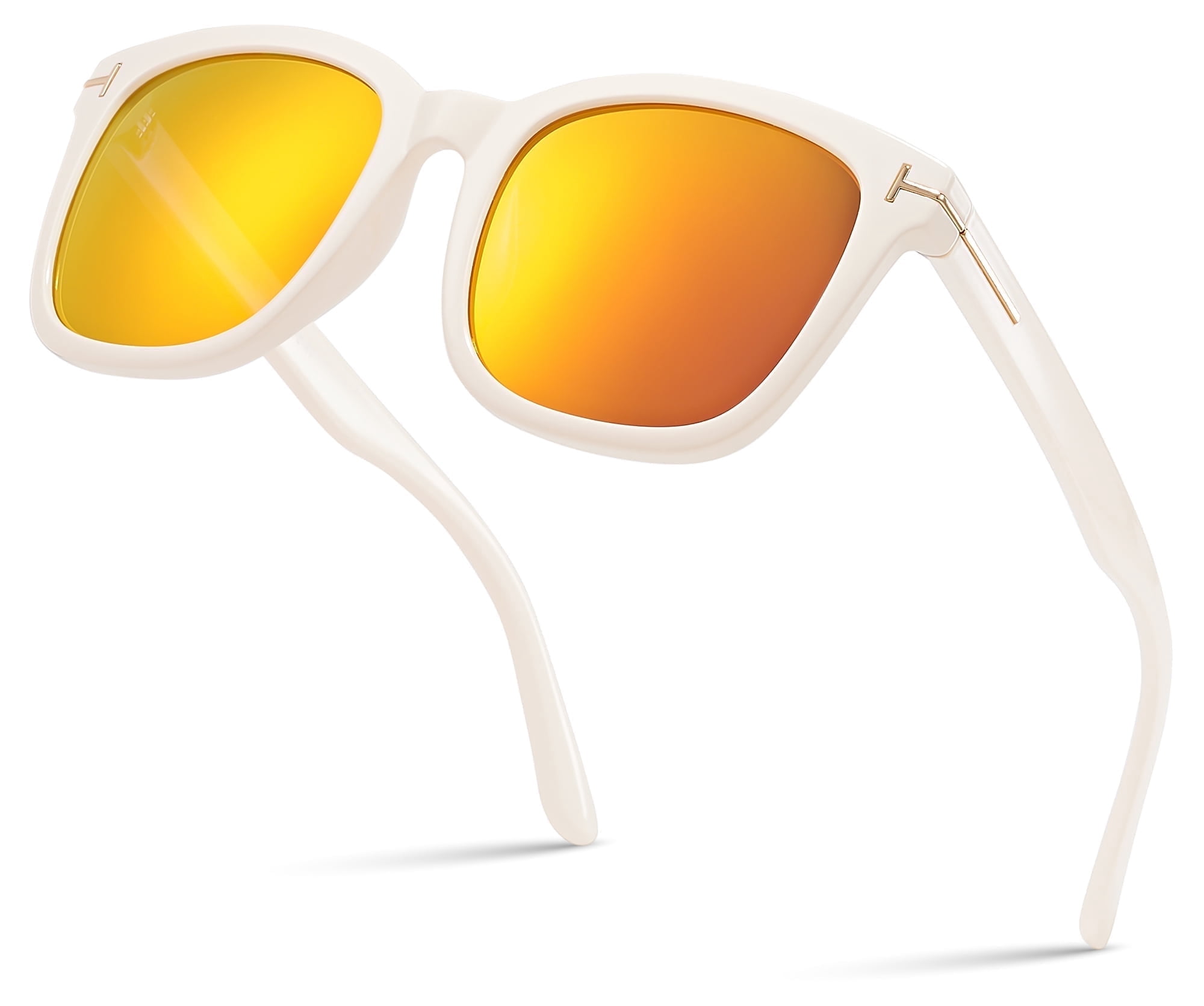Square Polarized Mirrored Sunglasses for Women Colorful 80's Anti-Glare ...