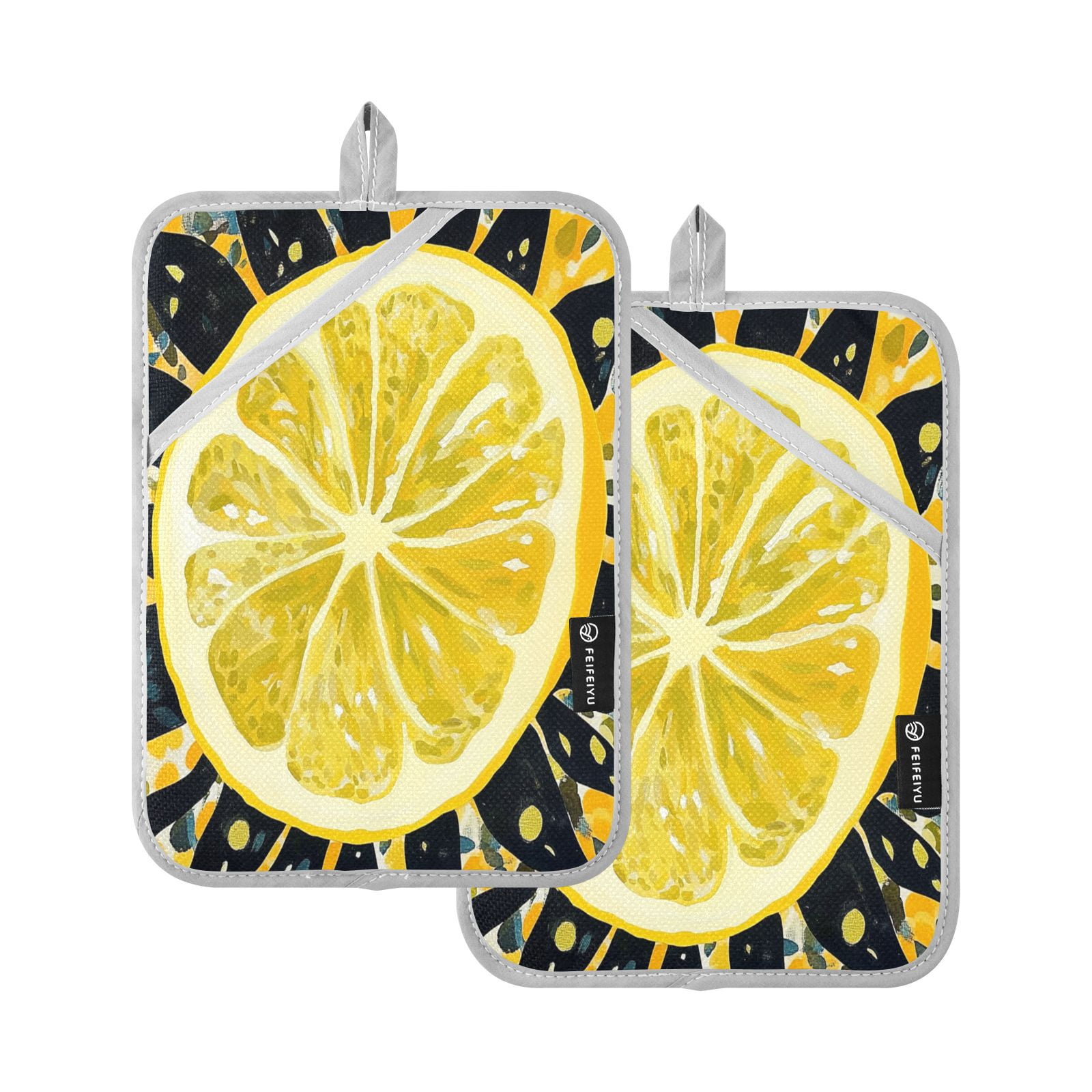 Square Pot Holder Set of 2 - Silver-Coated Quilted Heat Resistant Pads ...