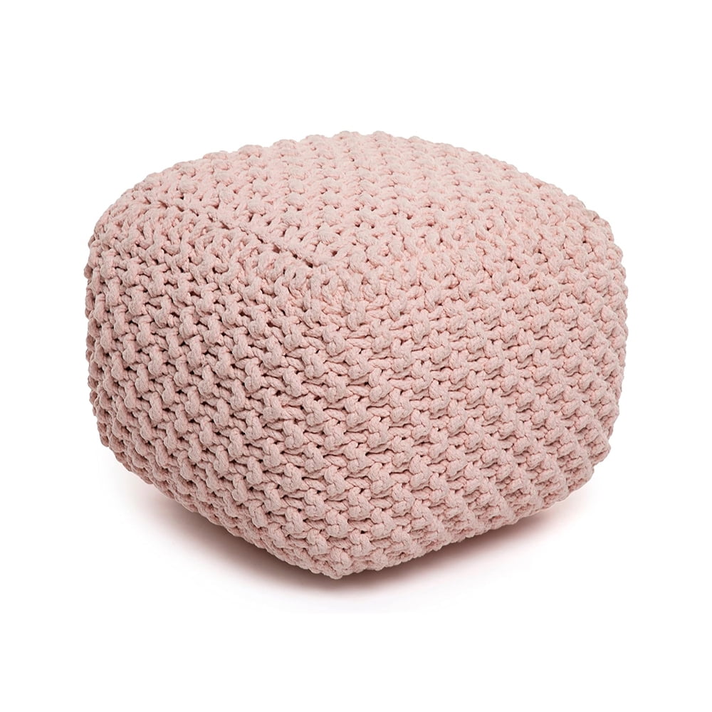 Square Pouf Ottoman, Cotton Braided Foot Stool Round Ottoman, Pouf ...