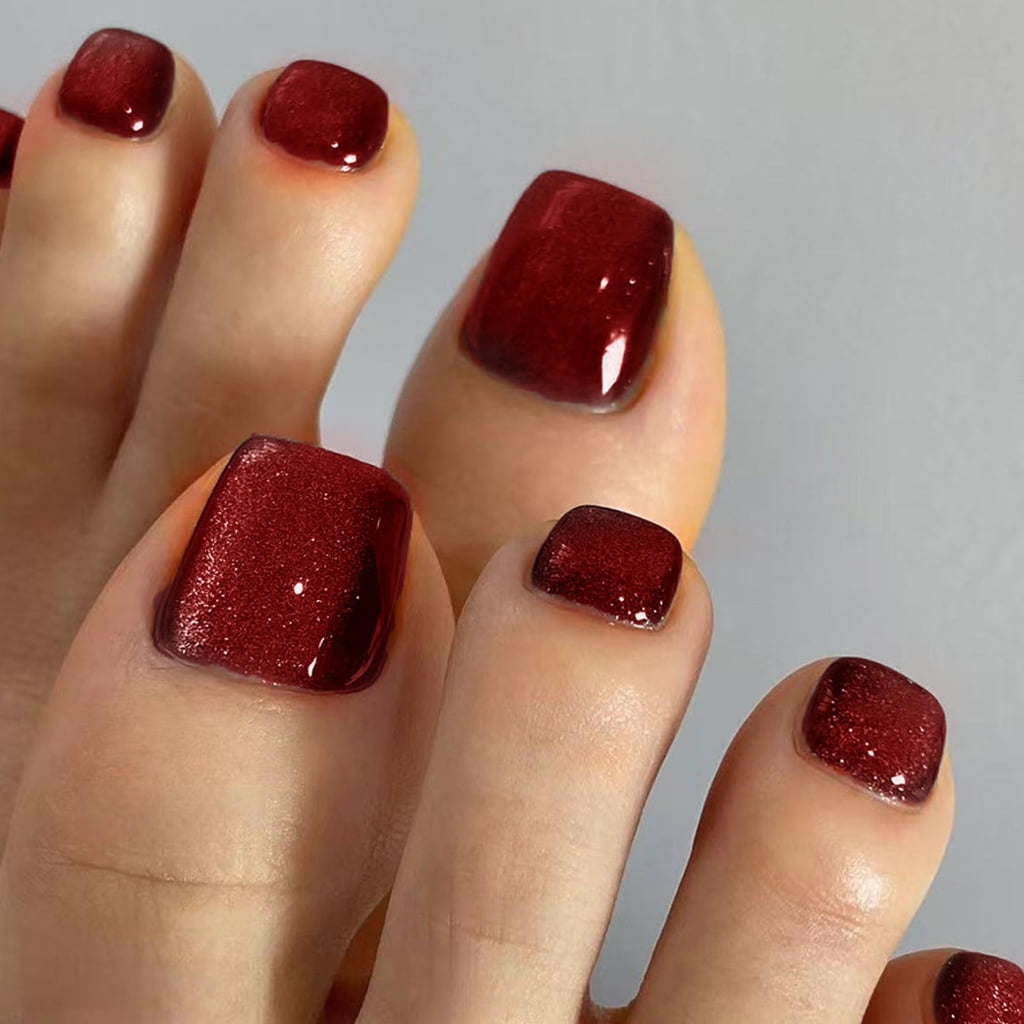 Square Press On Toenails French Tips False Toenail Stick on Toe Nail ...