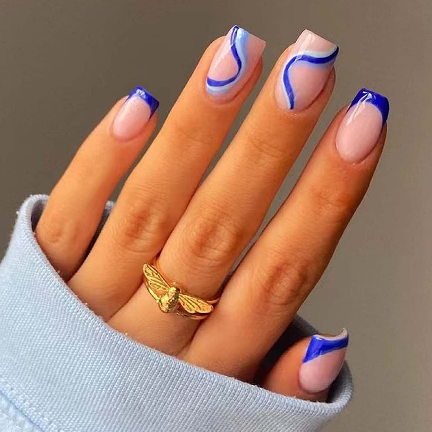 Square Press On Nails Short Fake Nails French Acrylic Full Cover False Nails For Women And Girls