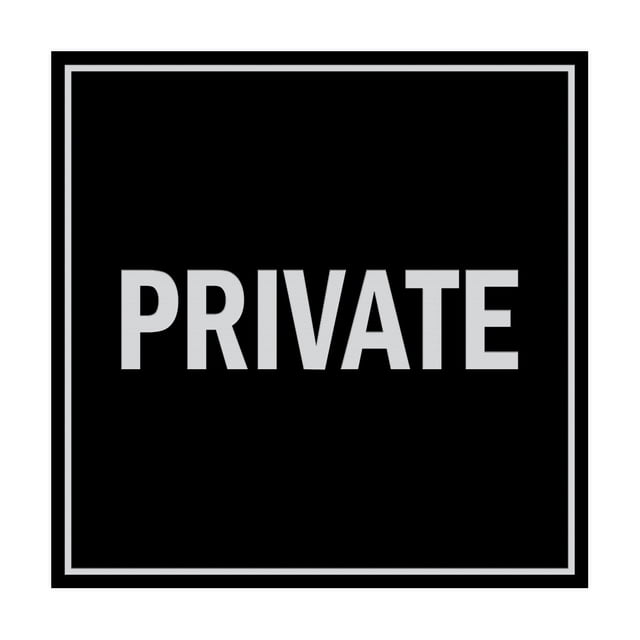 Square Private Sign (Black / Silver) - Small - Walmart Business Supplies