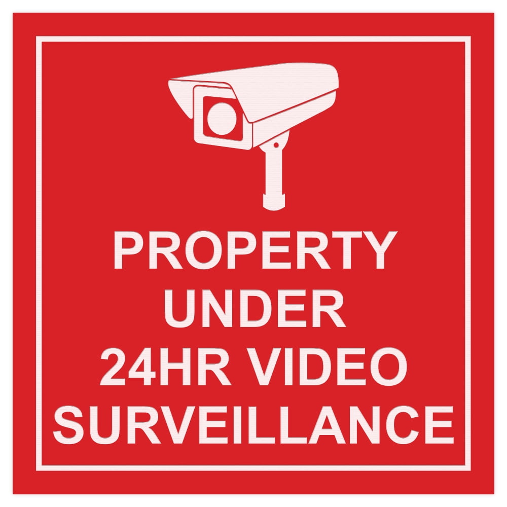 Square Property Under 24HR Video Surveillance Sign -Red (Small ...