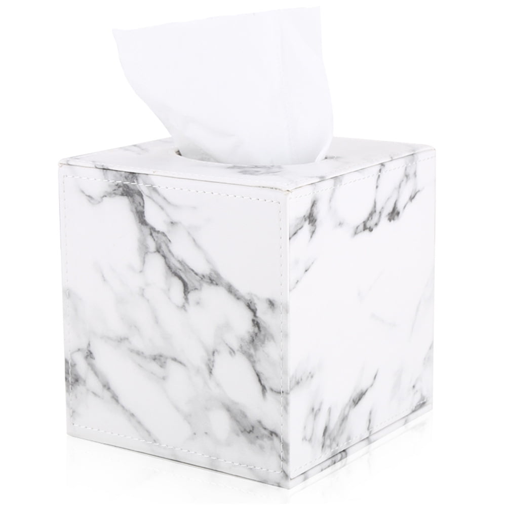 Square Pu Leather Tissue Box Cover, Modern Facial Tissue Holder, Roll ...