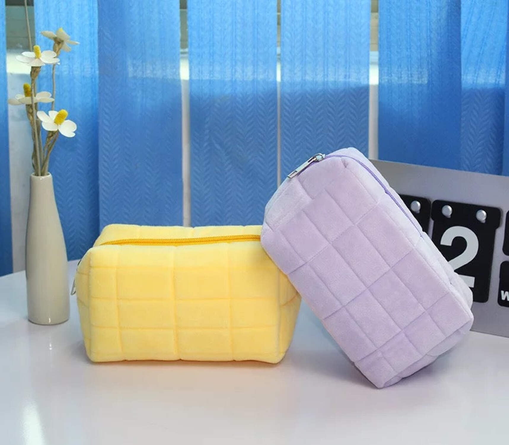 Square Quilted Puffy Plush Cosmetic Multifunction Makeup Bag - Walmart.com