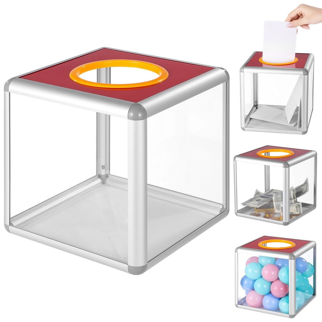 Square Raffle Ticket Box Lottery Ticket Holder, Acrylic Lottery Box ...