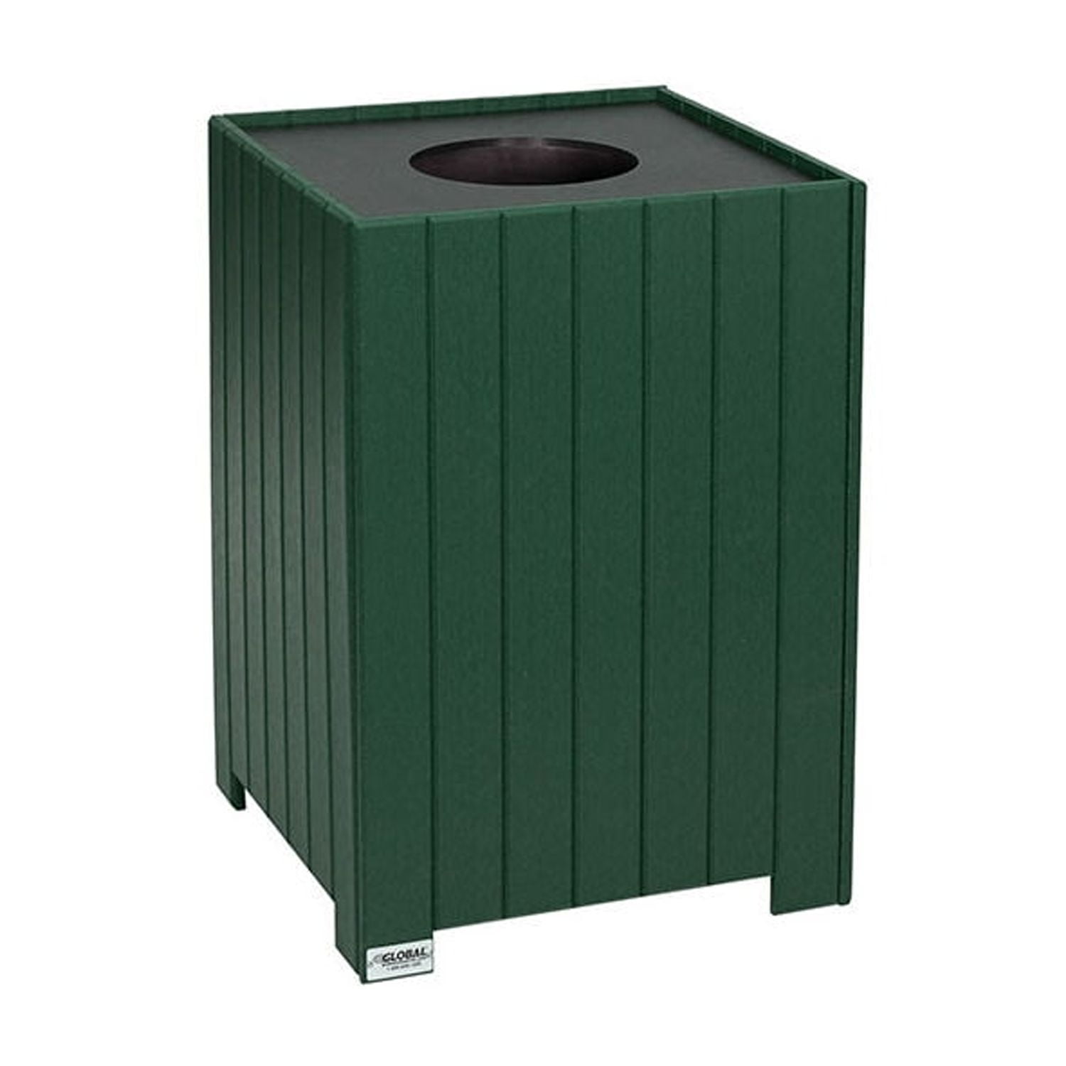 Square Recycled Plastic Receptacle W/ Liner, 32 Gallon, Green - Walmart ...