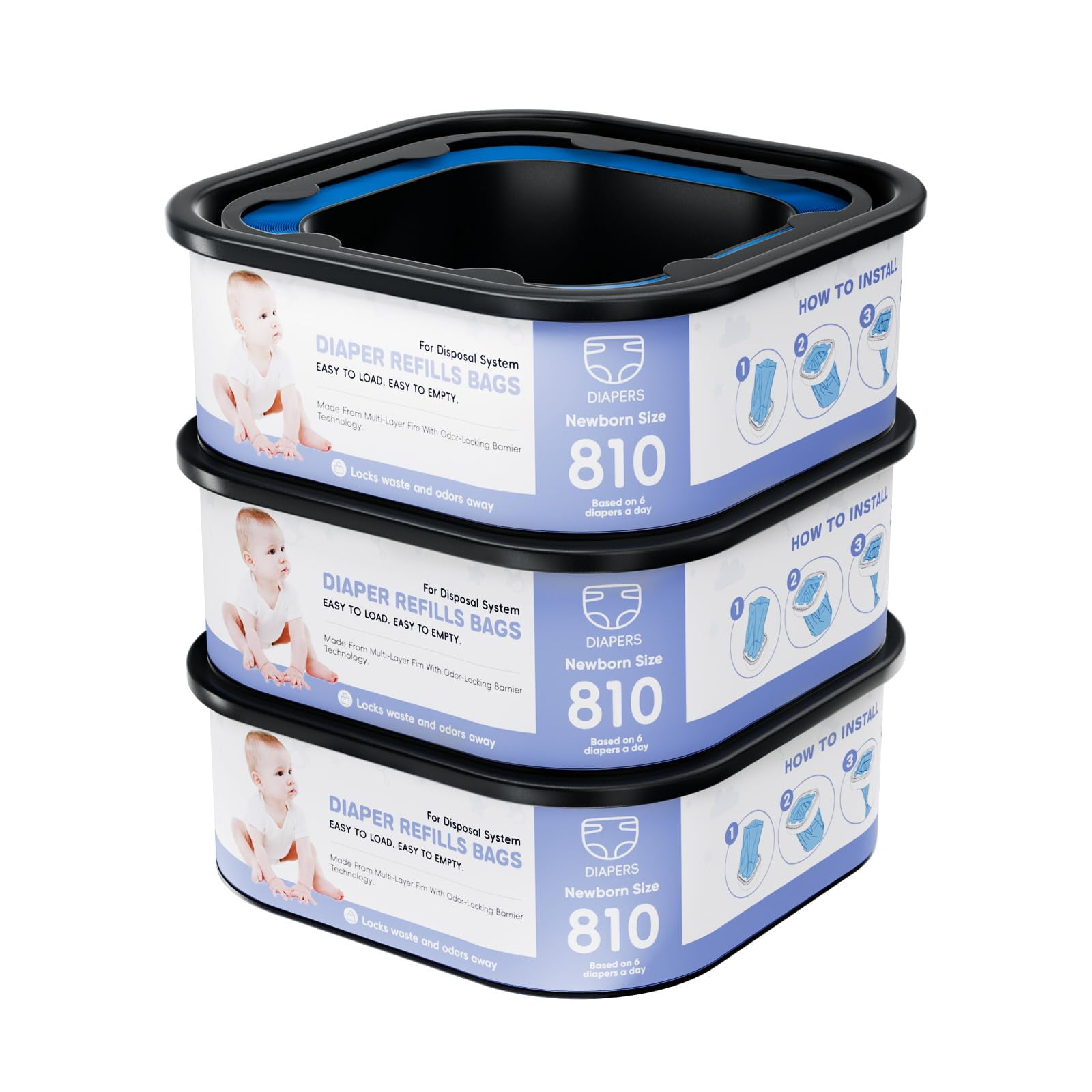 Square Refills Disposal Bags Refill Compatible with for Diaper Gen.ie ...
