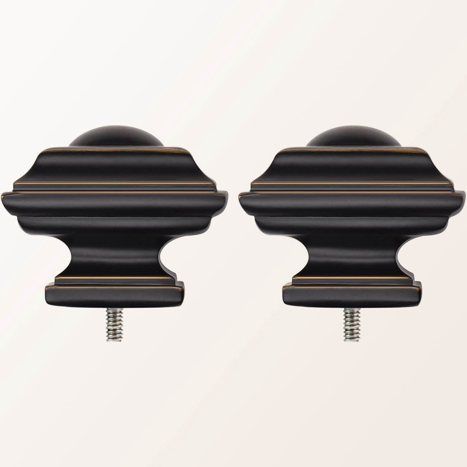 Square Replacement Finials for Black Curtain Rods, M6 Screw Rod Finials ...