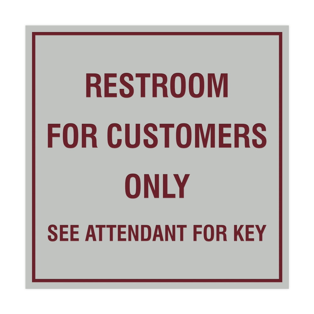 Square Restroom For Customers Sign (Light Grey / Burgundy) - Small ...
