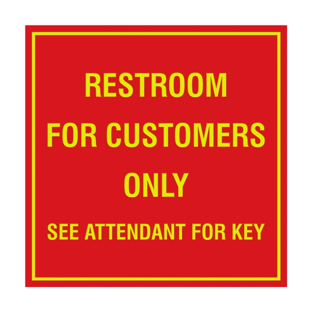 Square Restroom For Customers Sign (Red/Yellow) - Small - Walmart.com
