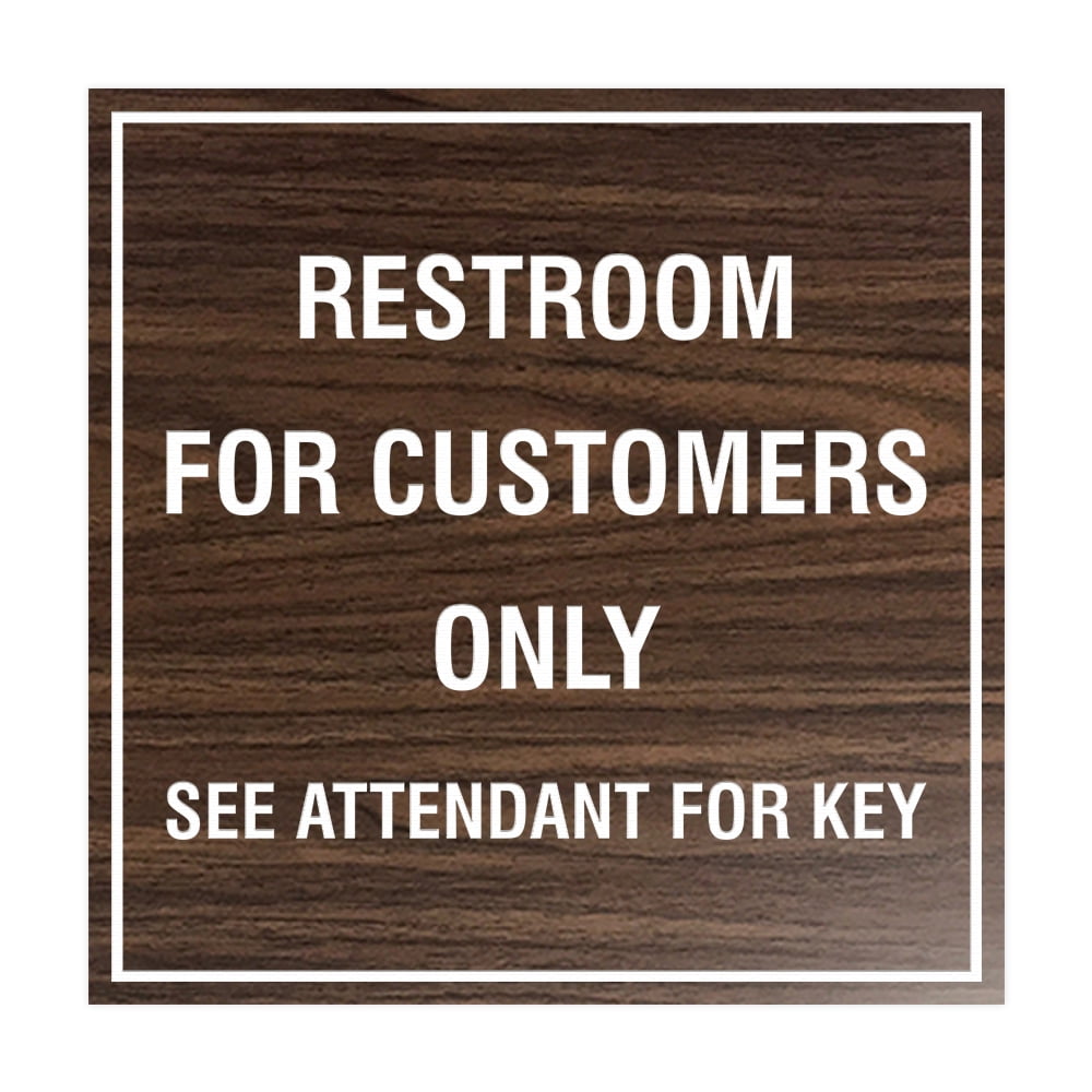 Square Restroom For Customers Sign (Walnut) - Medium - Walmart.com