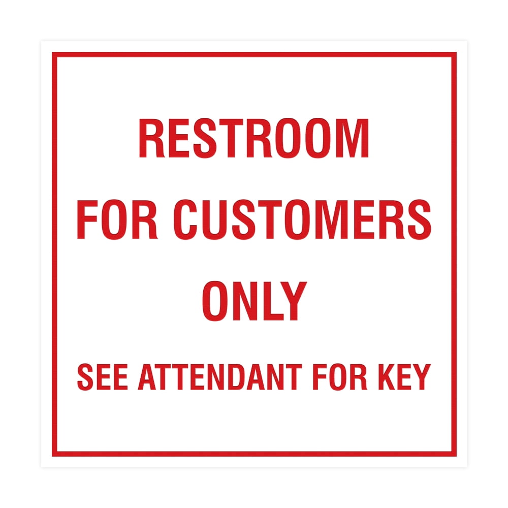 Square Restroom For Customers Sign (White/Red) - Medium - Walmart.com