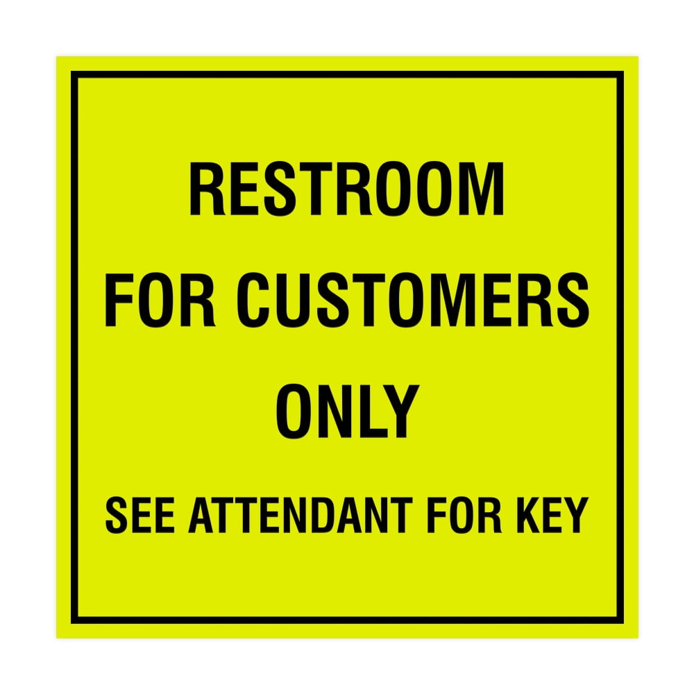Square Restroom For Customers Sign (Yellow / Black) - Small - Walmart.com