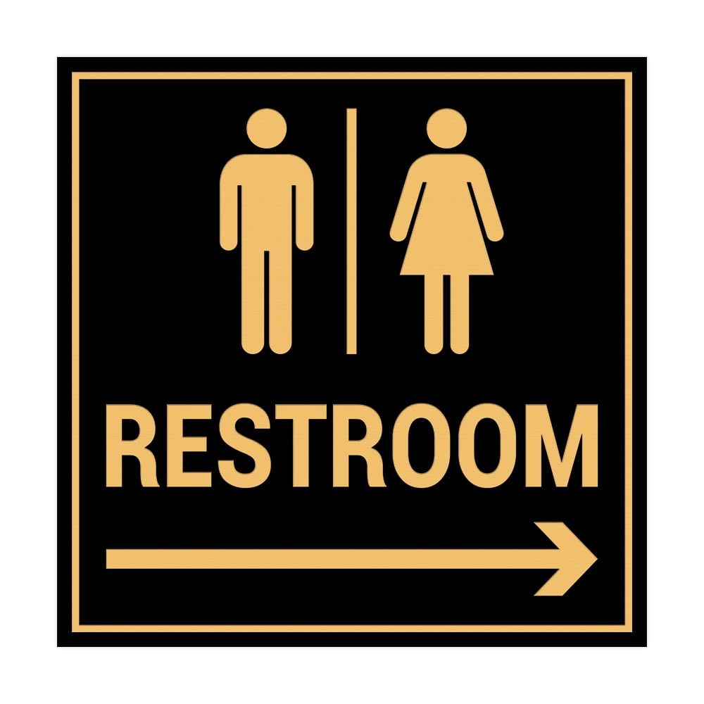 Square Restroom Sign (Black Gold) - Large - Walmart.com