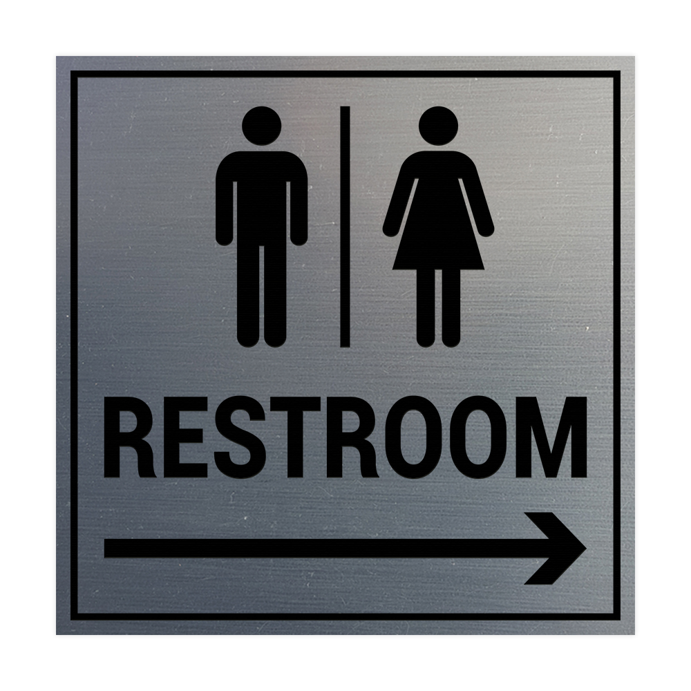 Square Restrooms left arrow Sign (Brushed Silver) - Small - Walmart.com