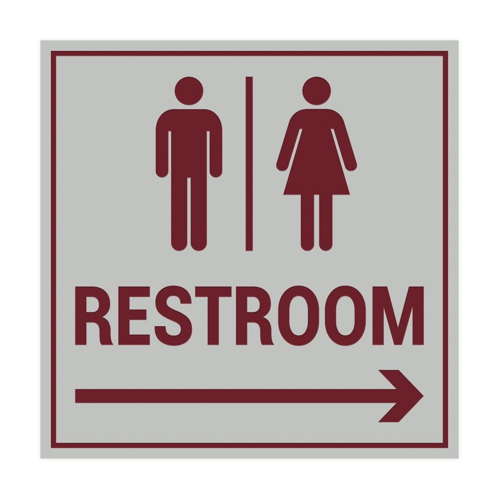 Square Restroom Sign (Light Grey / Burgundy) - Large - Walmart.com