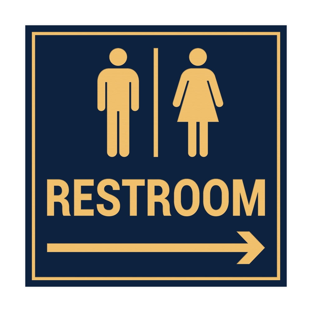 Square Restroom Sign (Navy Blue/Gold) - Large - Walmart.com