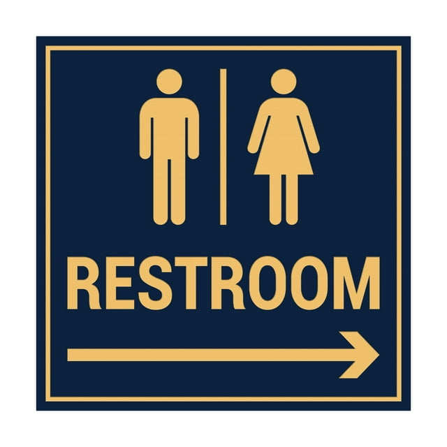 Square Restroom Sign (Navy Blue/Gold) - Medium - Walmart.com