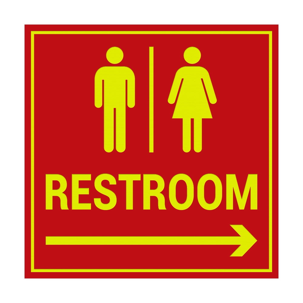 Square Restroom Sign (Red/Yellow) - Small - Walmart.com