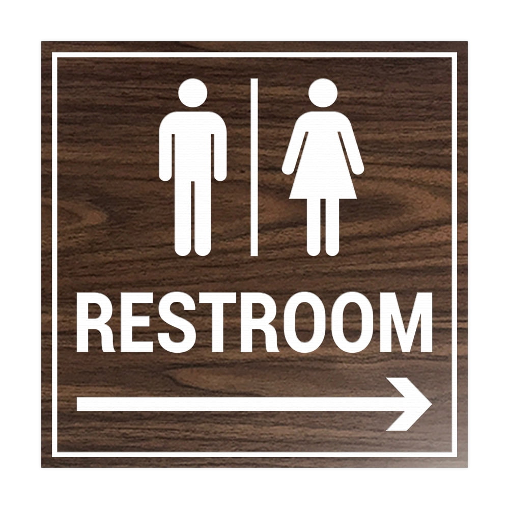 Square Restroom Sign (Walnut) - Large - Walmart.com