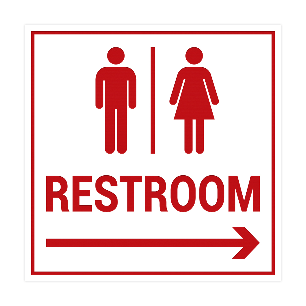 Square Restroom Sign (White/Red) - Large - Walmart.com