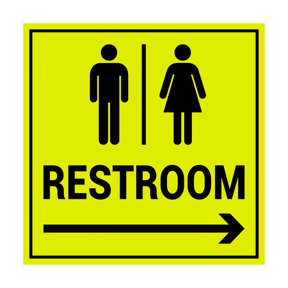 Square Restroom Sign (Yellow / Black) - Small - Walmart.com