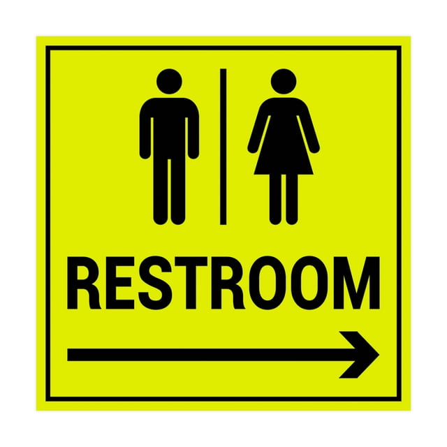 Square Restroom Sign (Yellow / Black) - Small - Walmart.com
