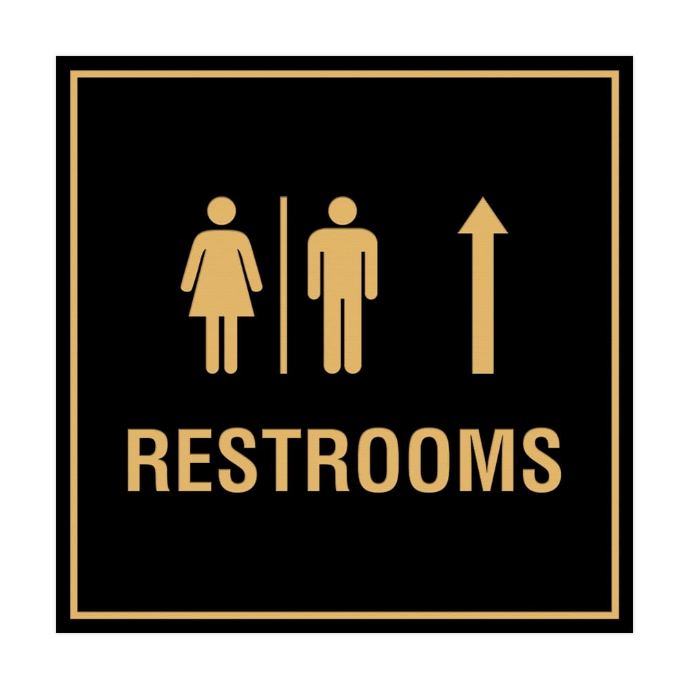 Square Restrooms Up Arrow Sign (Black Gold) - Large - Walmart.com