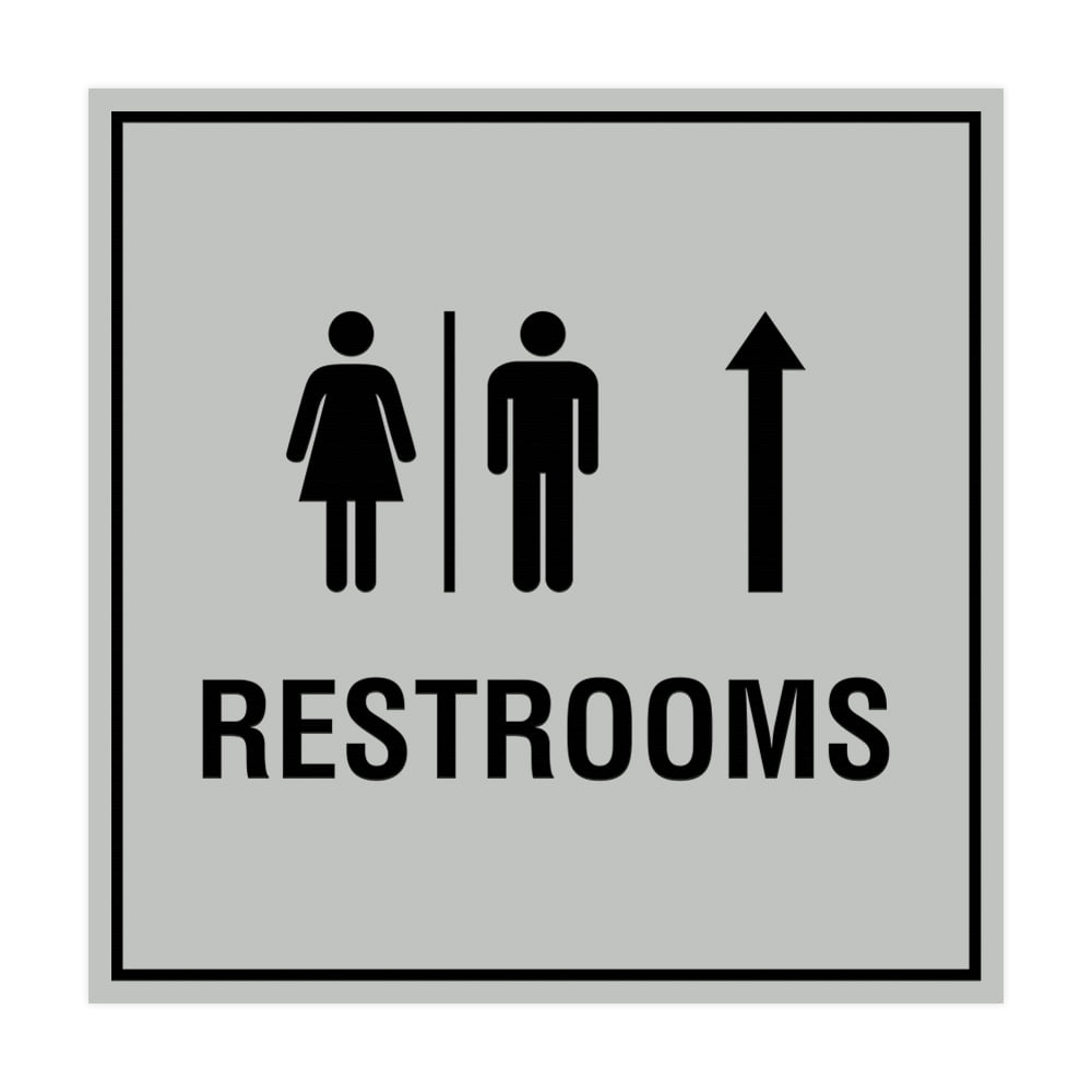 Square Restrooms Up Arrow Sign (Lt Gray) - Medium - Walmart.com