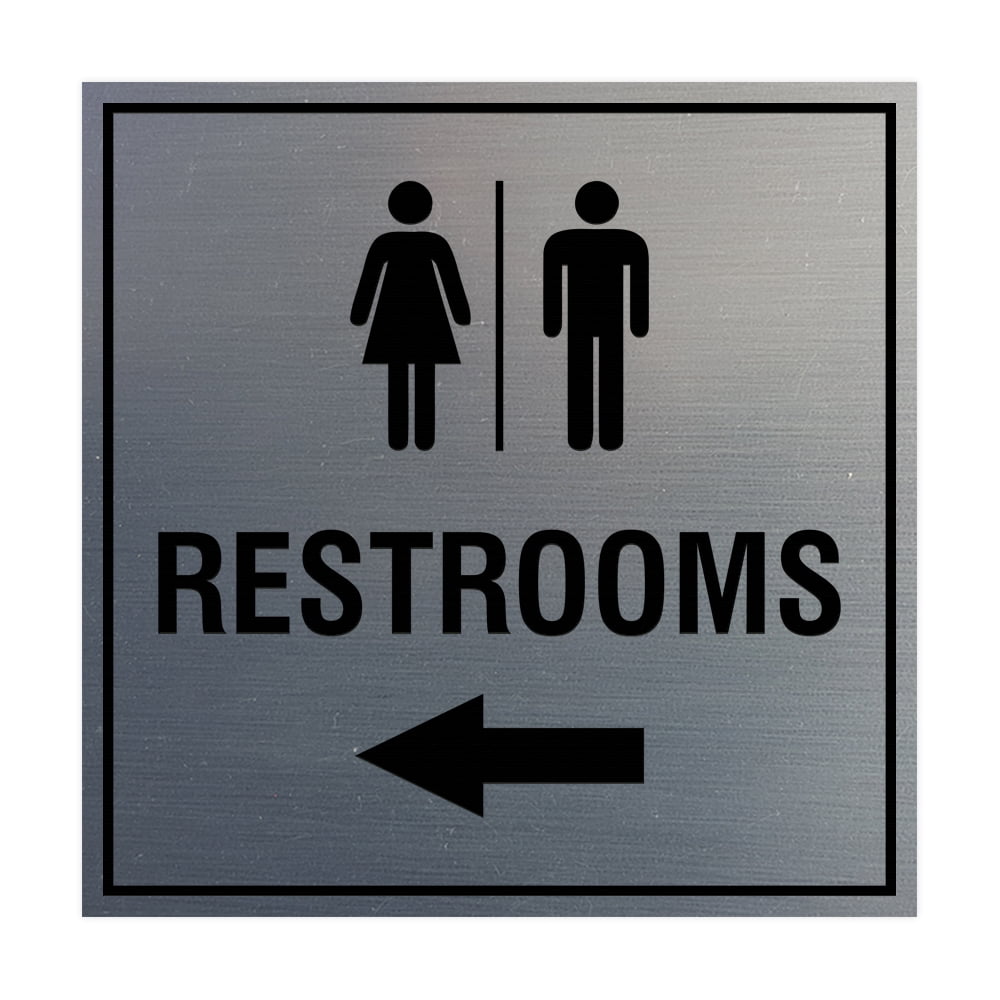 Square Restrooms left arrow Sign (Brushed Silver) - Small - Walmart.com