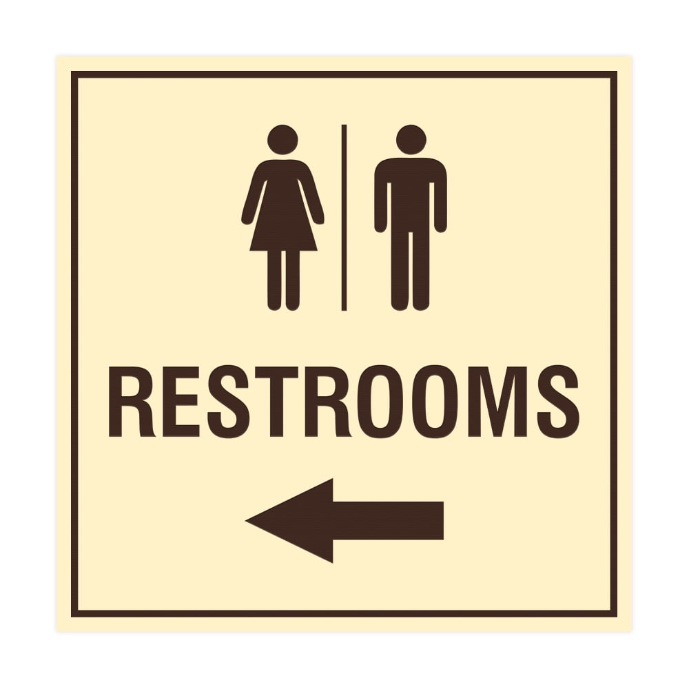 Square Restrooms left arrow Sign (Ivory/Dark Brown) - Small - Walmart.com